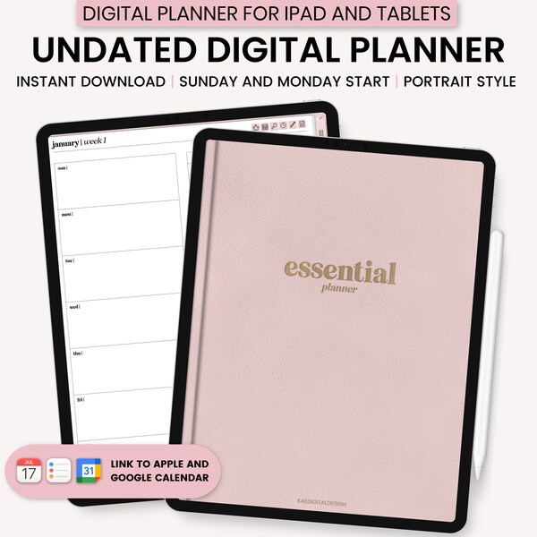 Undated Digital Planner - Etsy