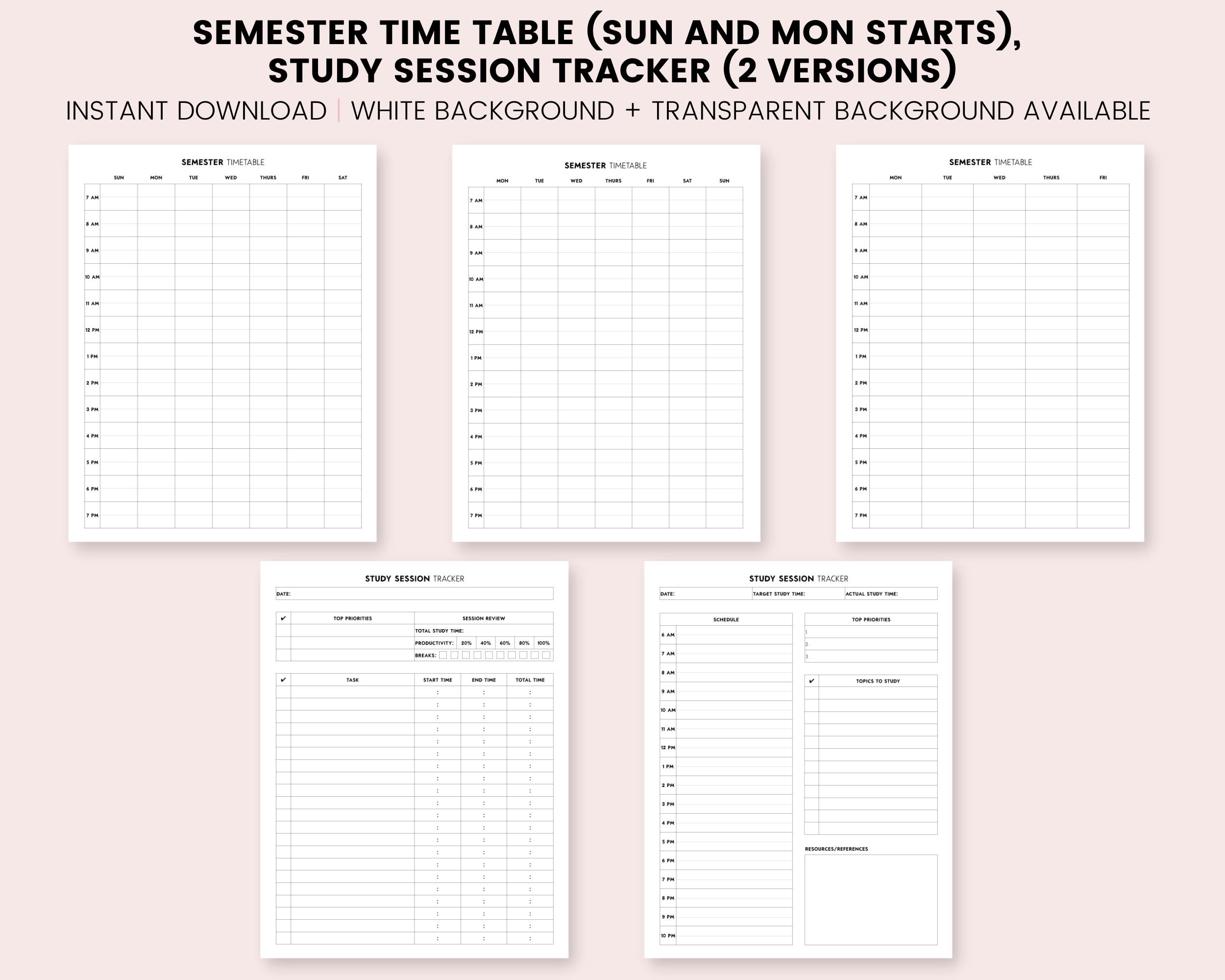 Student Digital Planner Templates Student Planner Inserts - Etsy