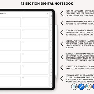 Digital Notebook, 12 Subject Digital Notebook, Digital Student Notebook ...