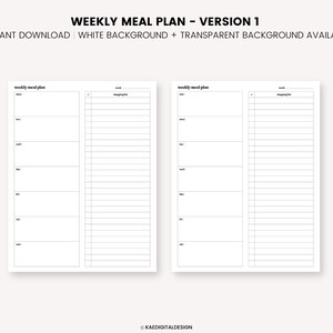 Meal Planning Digital Planner Template, Grocery List Template, Digital ...