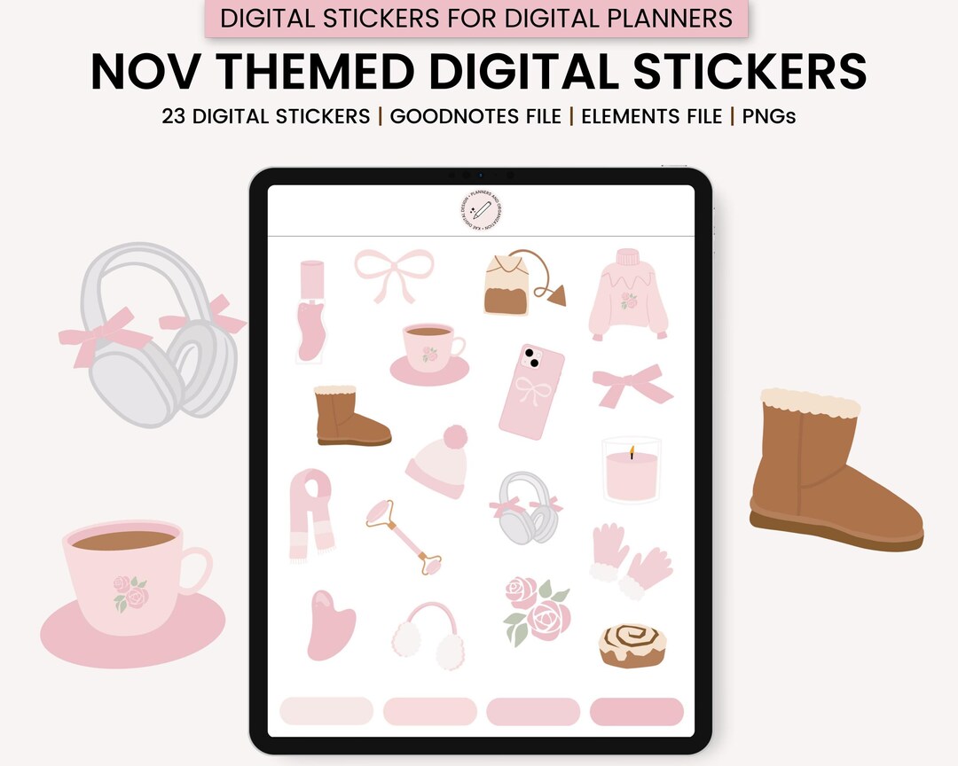 November Themed Digital Stickers, Cozy Digital Stickers, Fall Digital ...