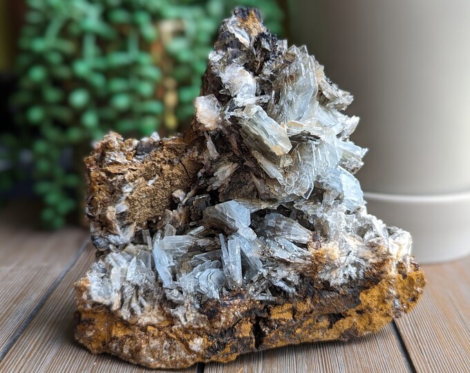 Stunning Blue Barite Crystal Cluster With Arsenopyrite Crystals and ...