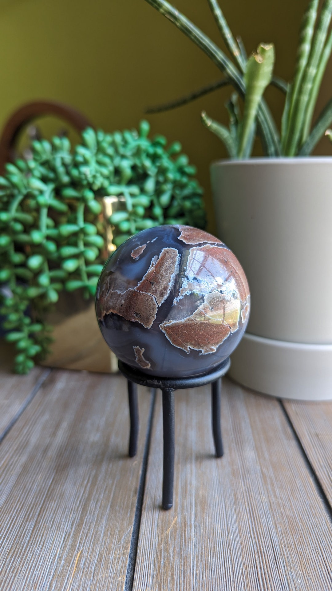 Football Agate Sphere, Volcano Agate, UV Reactive Crystals, Crystal ...