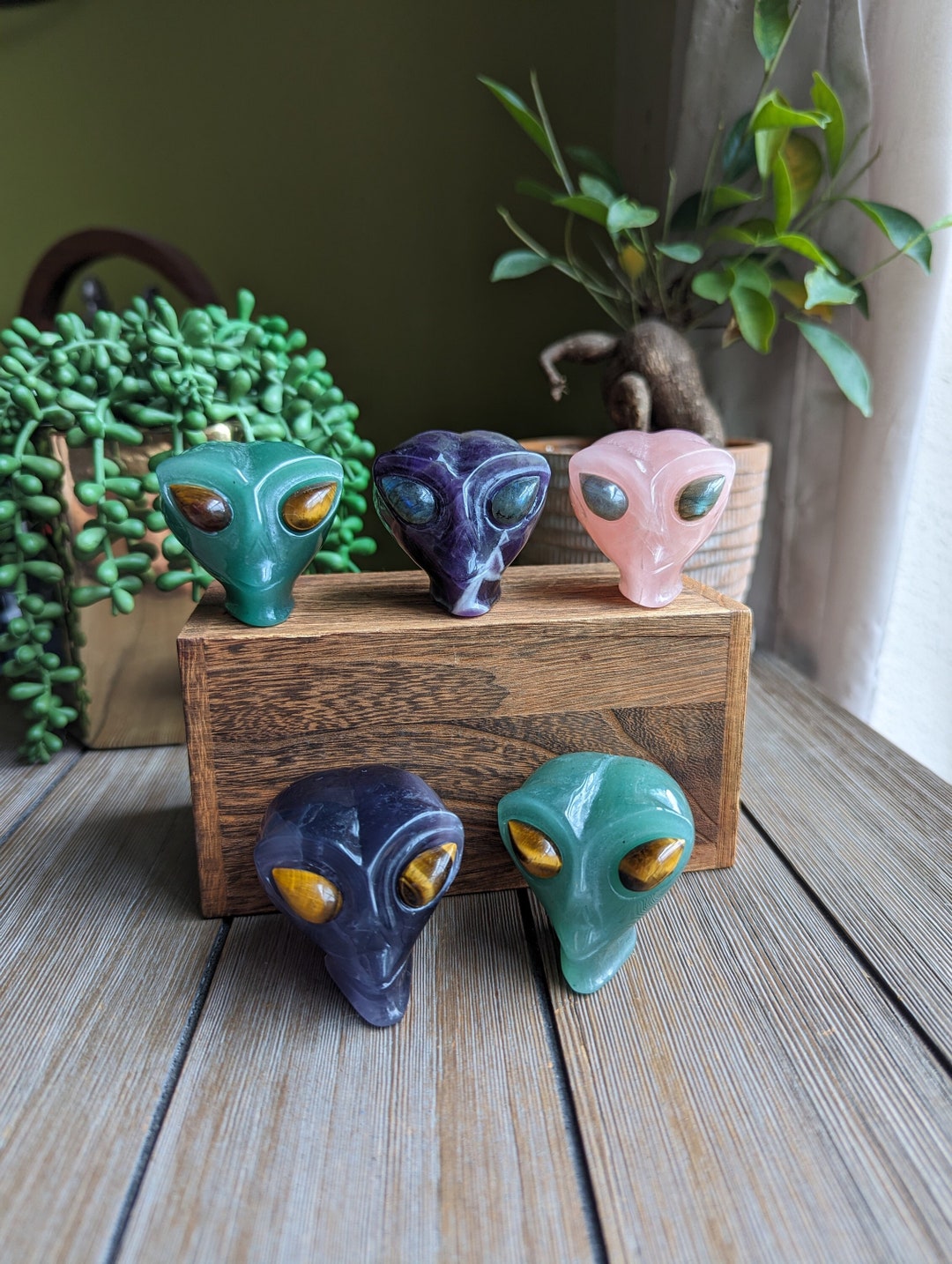 Crystal Alien Heads, Alien Carved Crystals With Crystal Eyes, Unique ...