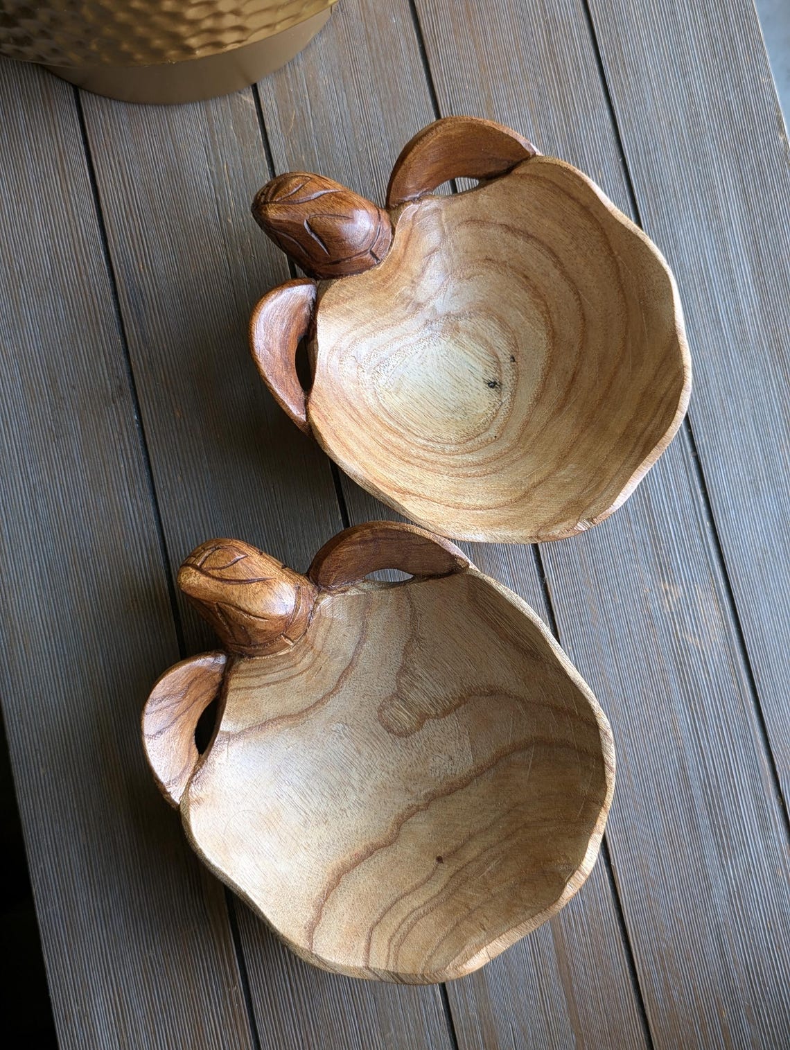 Hand Carved Wooden Turtle Bowls, Turtle Tabletop Bowls, Sea Turtle ...