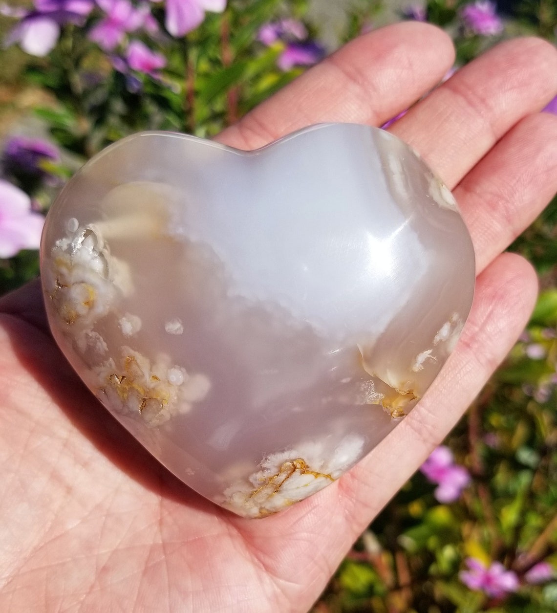 Fleurs fleuries Agate Chunky Heart Palmstones Large Agate | Etsy