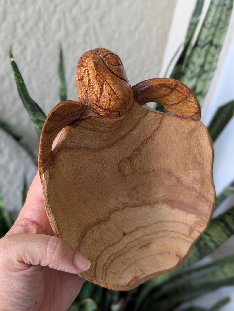 Hand Carved Wooden Turtle Bowls, Turtle Tabletop Bowls, Sea Turtle ...