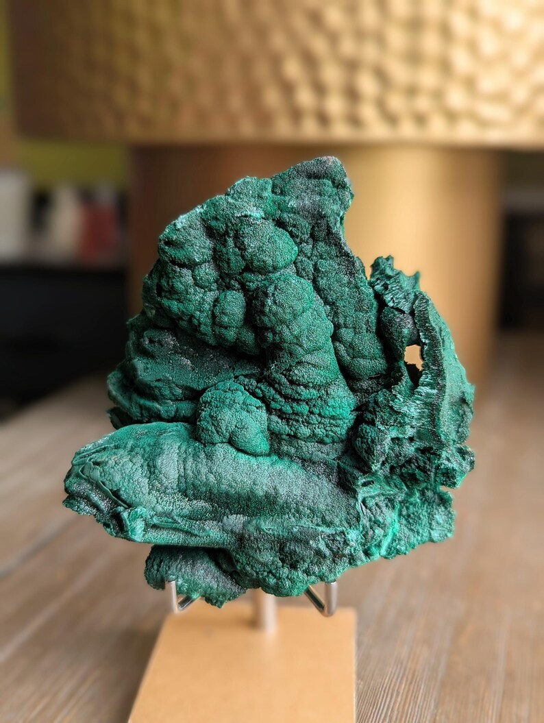 Sparkling Malachite Specimen, Botryoidal Malachite on Stand, Collector ...