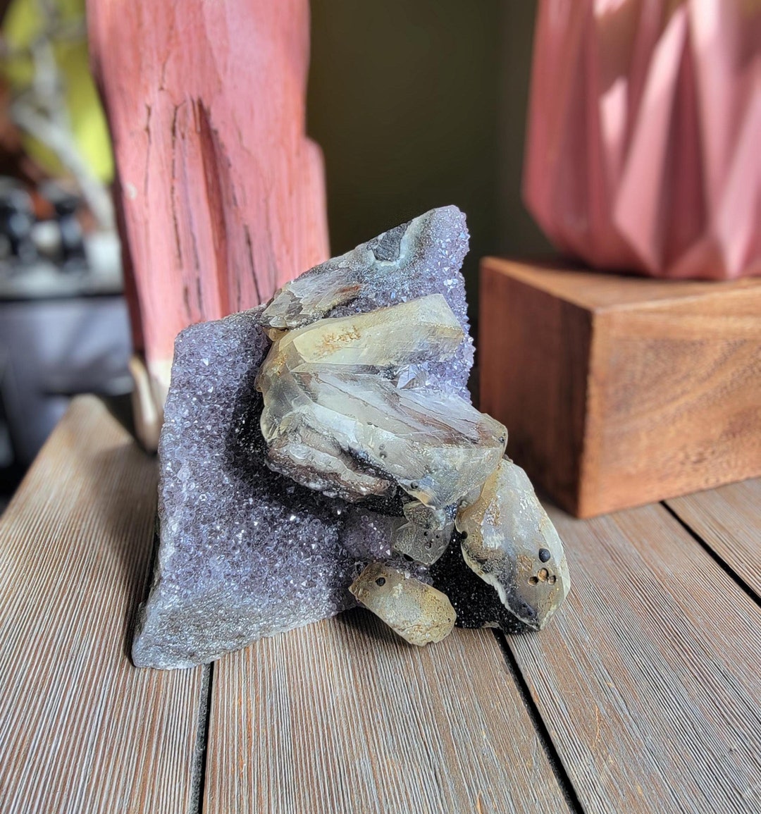 Self Standing Amethyst With Large Calcite Deposits, Amethyst Geode From ...