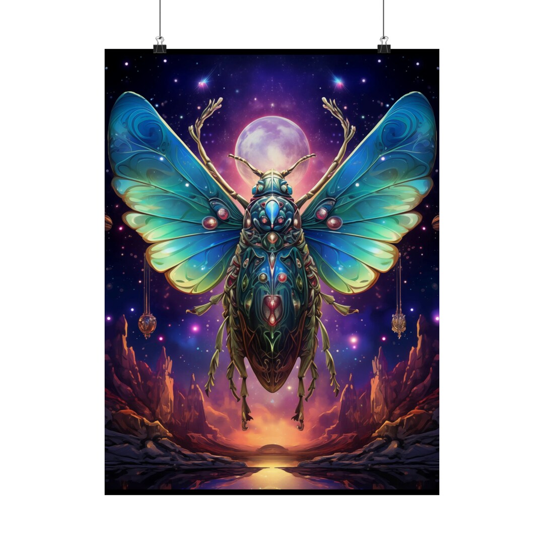 Matte Vertical Poster Cosmic Beetle Moth Print Moth Prints - Etsy