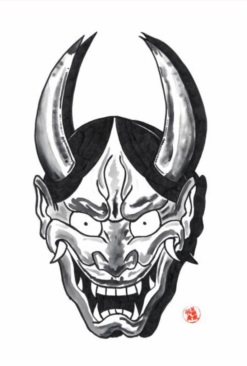 Hannya Oni Noh Black Sticker - Etsy