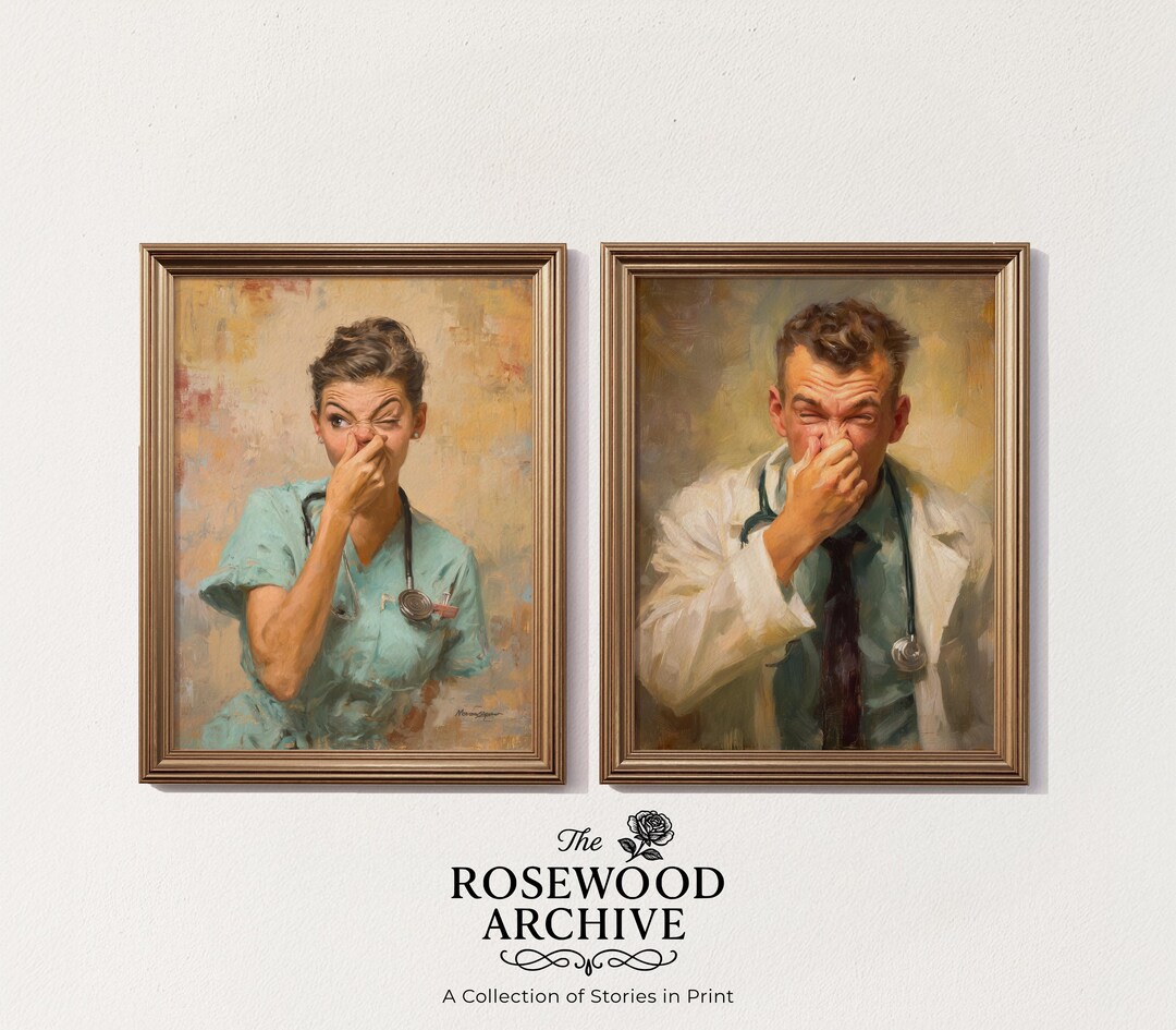 Vintage Medical Portraits Set, Printable Retro Humorous Wall Art, Mid ...