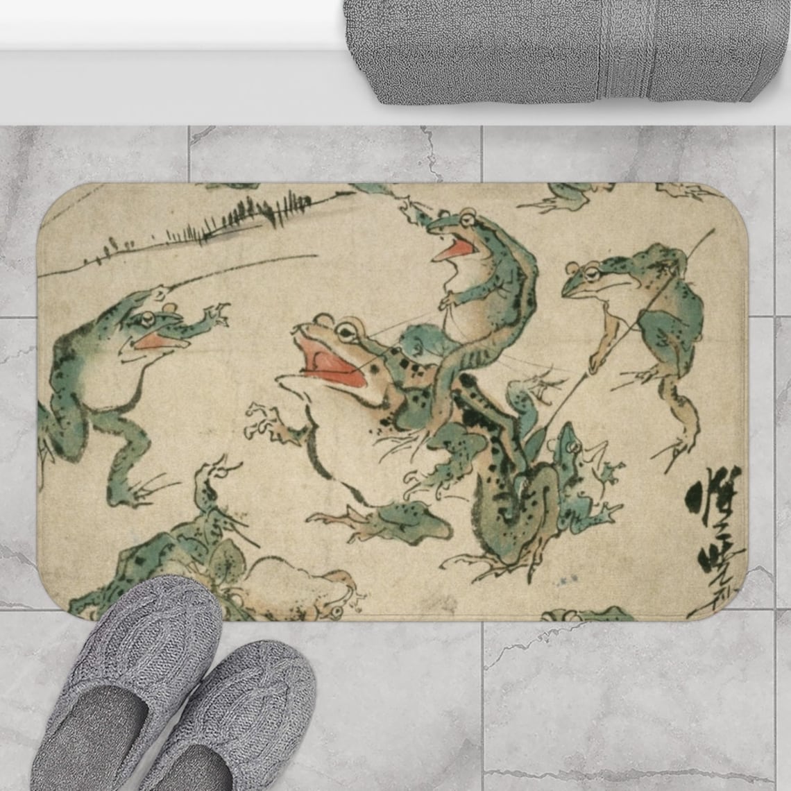 Frog Bath Mat Japanese Shower Mat Anthropomorphic Gift - Etsy