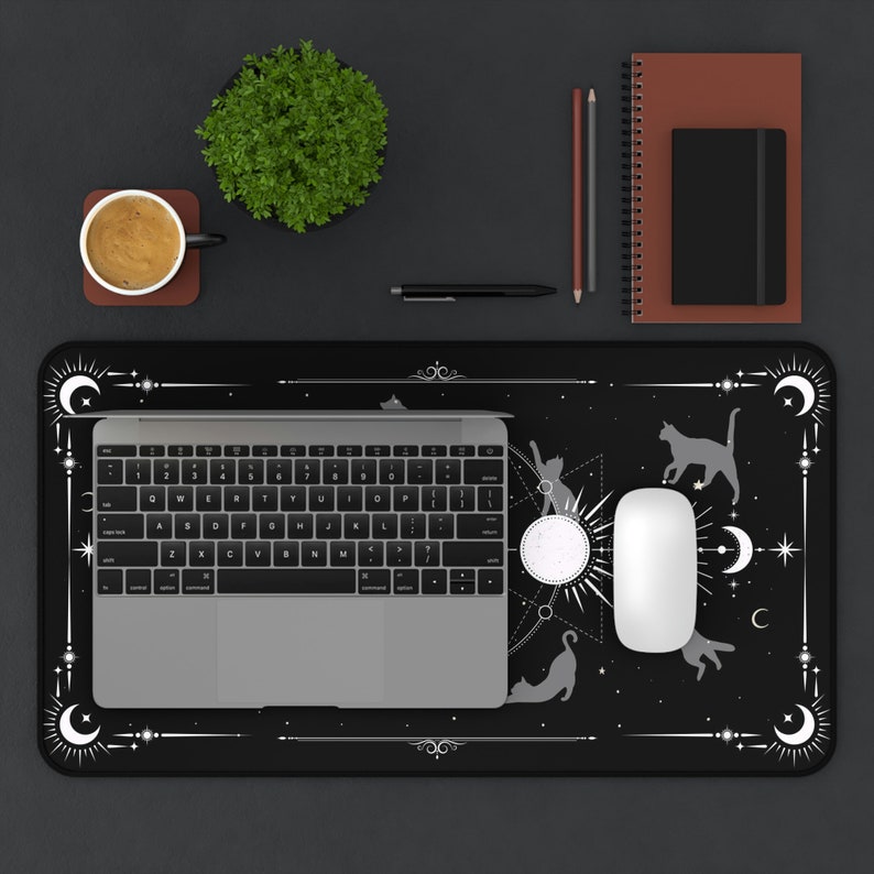 Black Desk Mat Cute Desk Top Keyboard Mat Cat Lover Gift XL - Etsy
