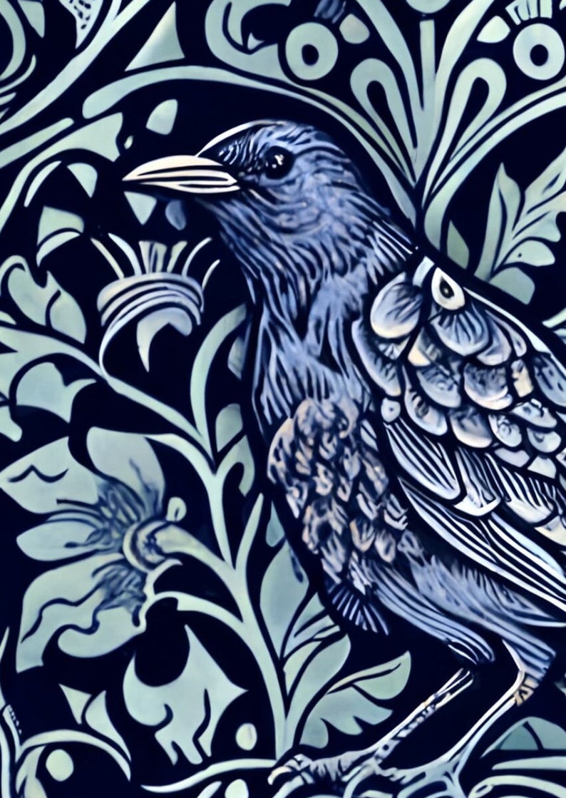 Raven Poster William Morris Inspired Edgar Allen Poe Print - Etsy