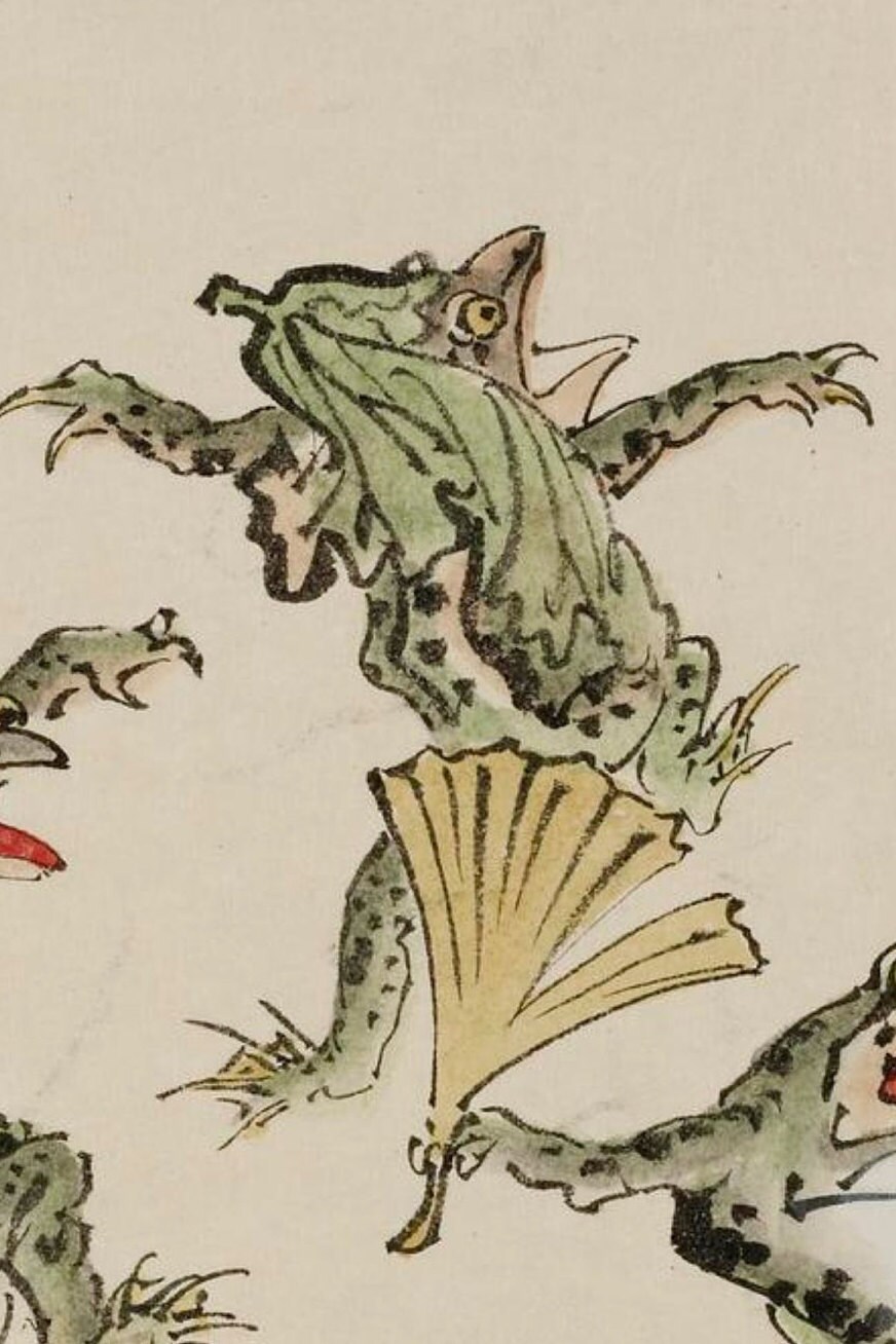 Frog tapestry Frog wall art Japanese gift Anthropomorphic | Etsy