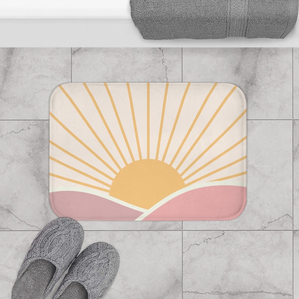 Boho Bath Mat Sun Bath Mat Cute Shower Mat Bohemian - Etsy