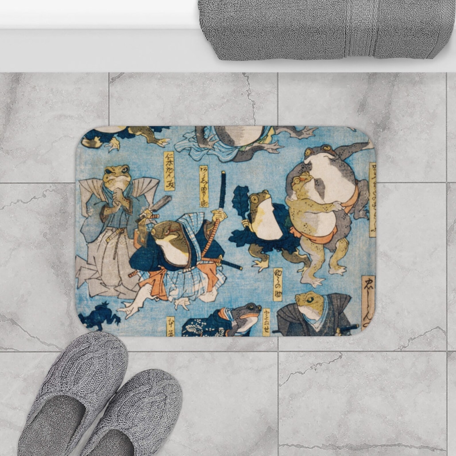 Frog Bath Mat Samurai Bathroom Anthropomorphic Gift | Etsy