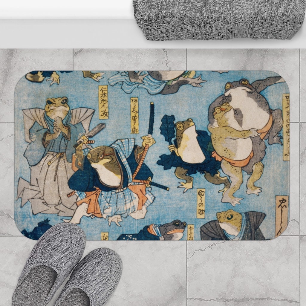 Frog Bath Mat Samurai Bathroom Anthropomorphic Gift | Etsy