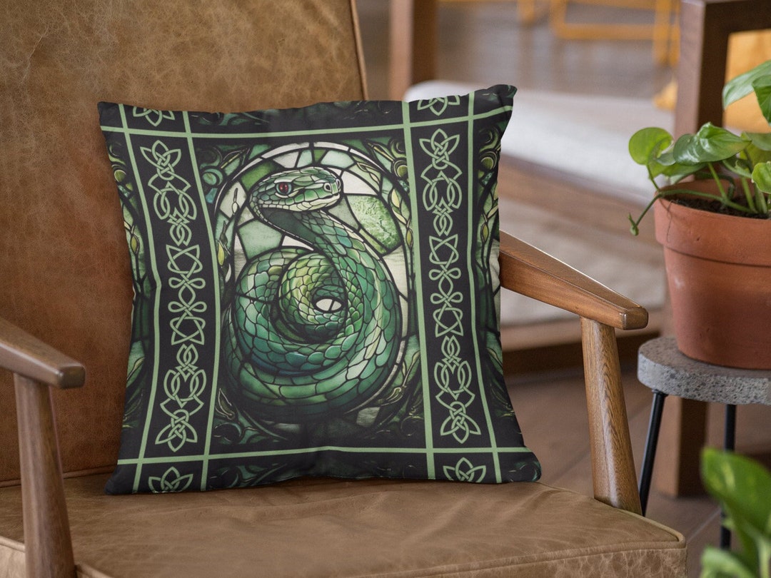 Dark Cottagecore Stained Glass Snake Trendy Throw Pillow Covers 20x20 ...