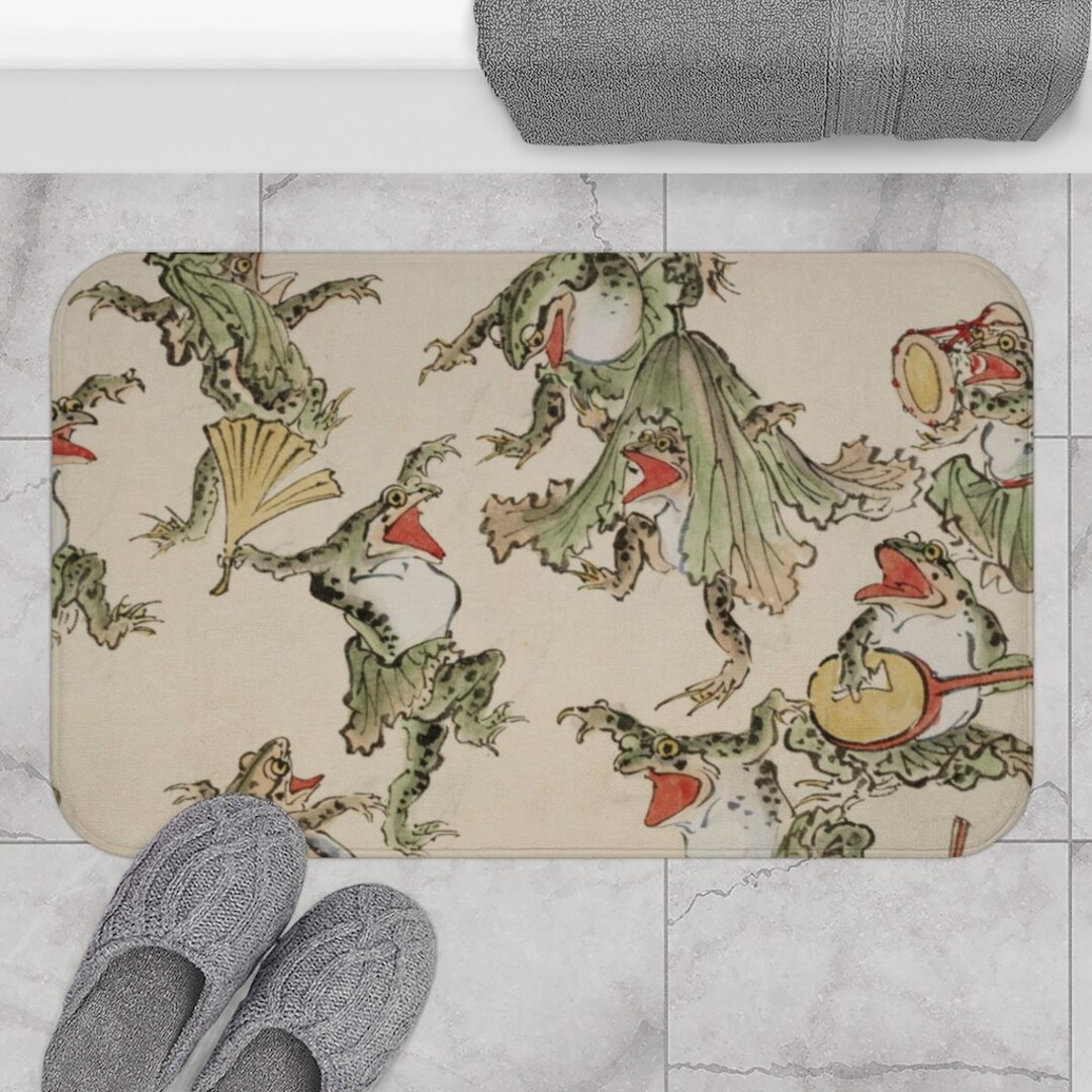 Frog Bath Mat, Dancing Animals, Anthropomorphic, Japanese Decor, Asian ...