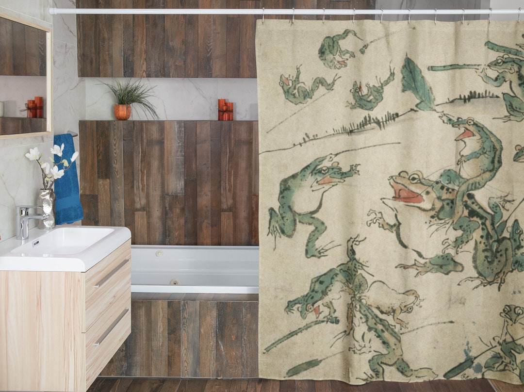 Japanese Frog Shower Curtain Bathroom Lovers Gift Anthropomorphic Funny ...