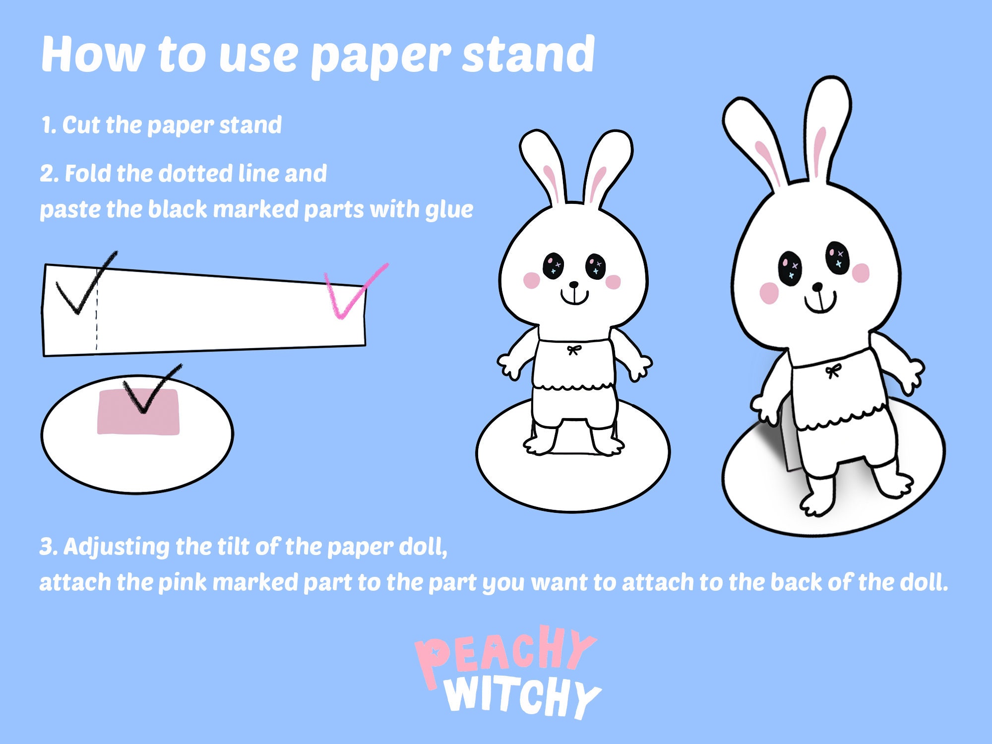 Cute Bunny Printable Paper Doll,digital Download,coloring Paper Doll ...