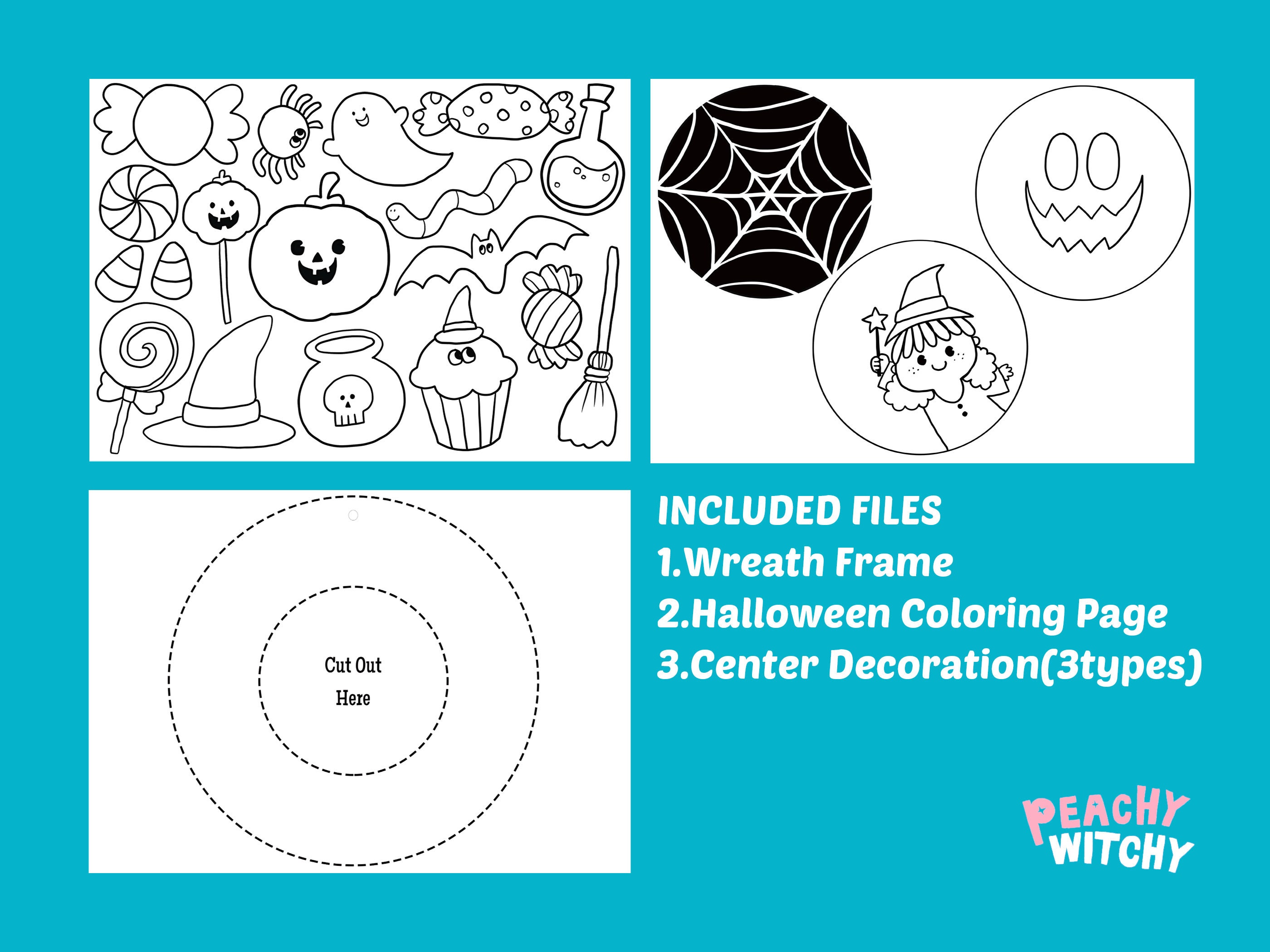 DIY Halloween Printable Wreath,kids Craft,halloween Coloring,pumpkin ...