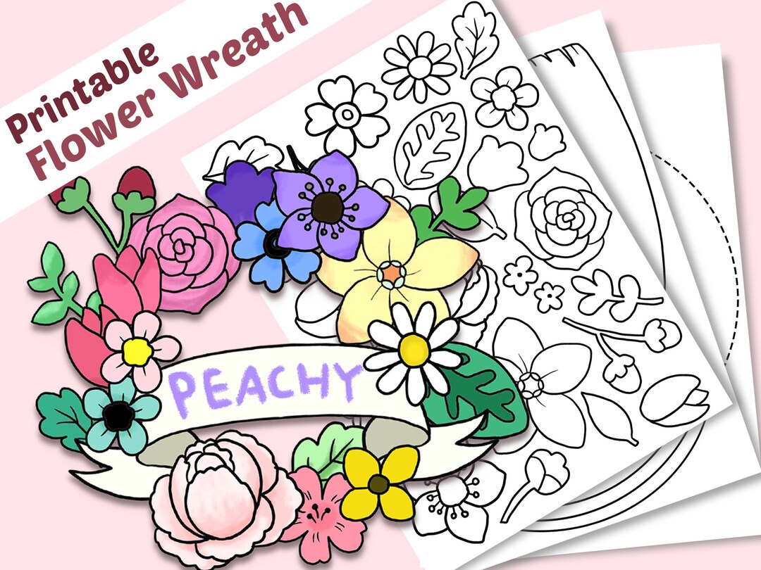 DIY Printable Flower Wreath,door Sign Craft Kit,wreath Craft Kit ...