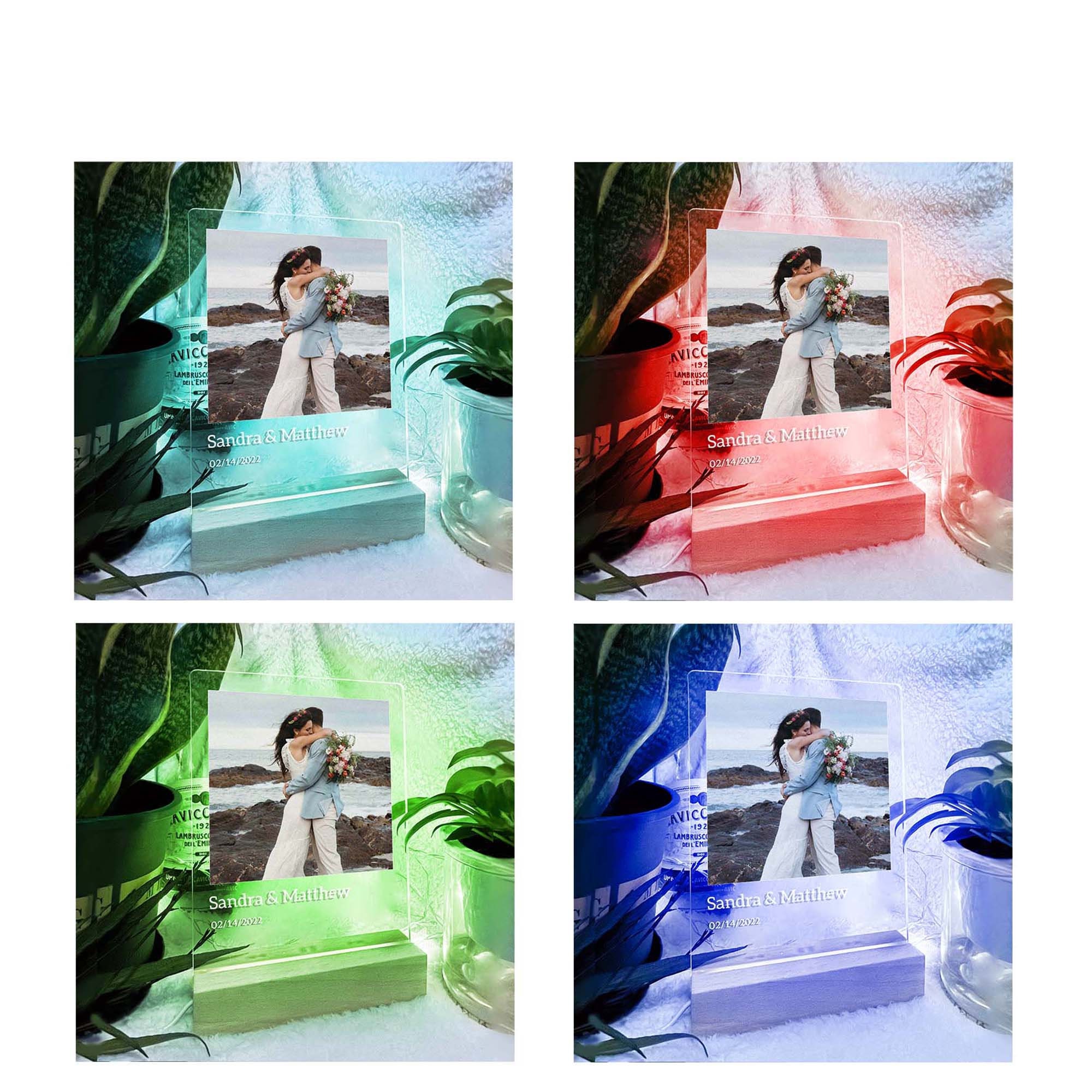 Custom LED Photo Night Light, Personalized Picture Frames Glass Art ...