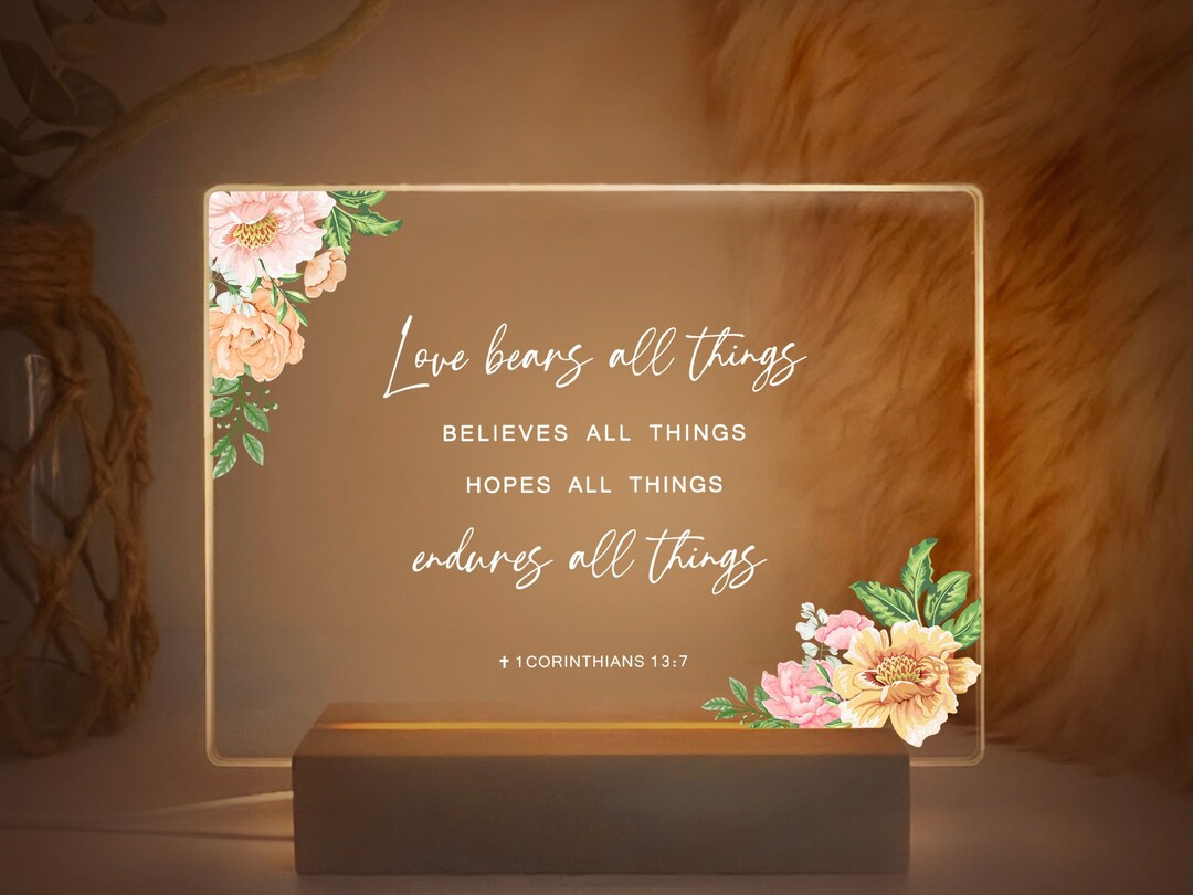 Customizable Bible Verse Light, Light up Scripture Sign, Floral Bible ...