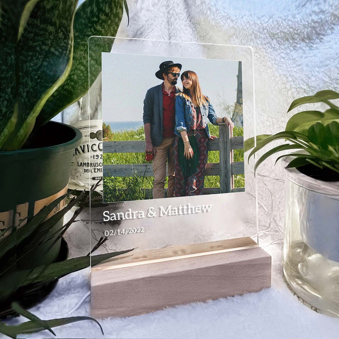 Custom LED Photo Night Light, Personalized Picture Frames Glass Art ...