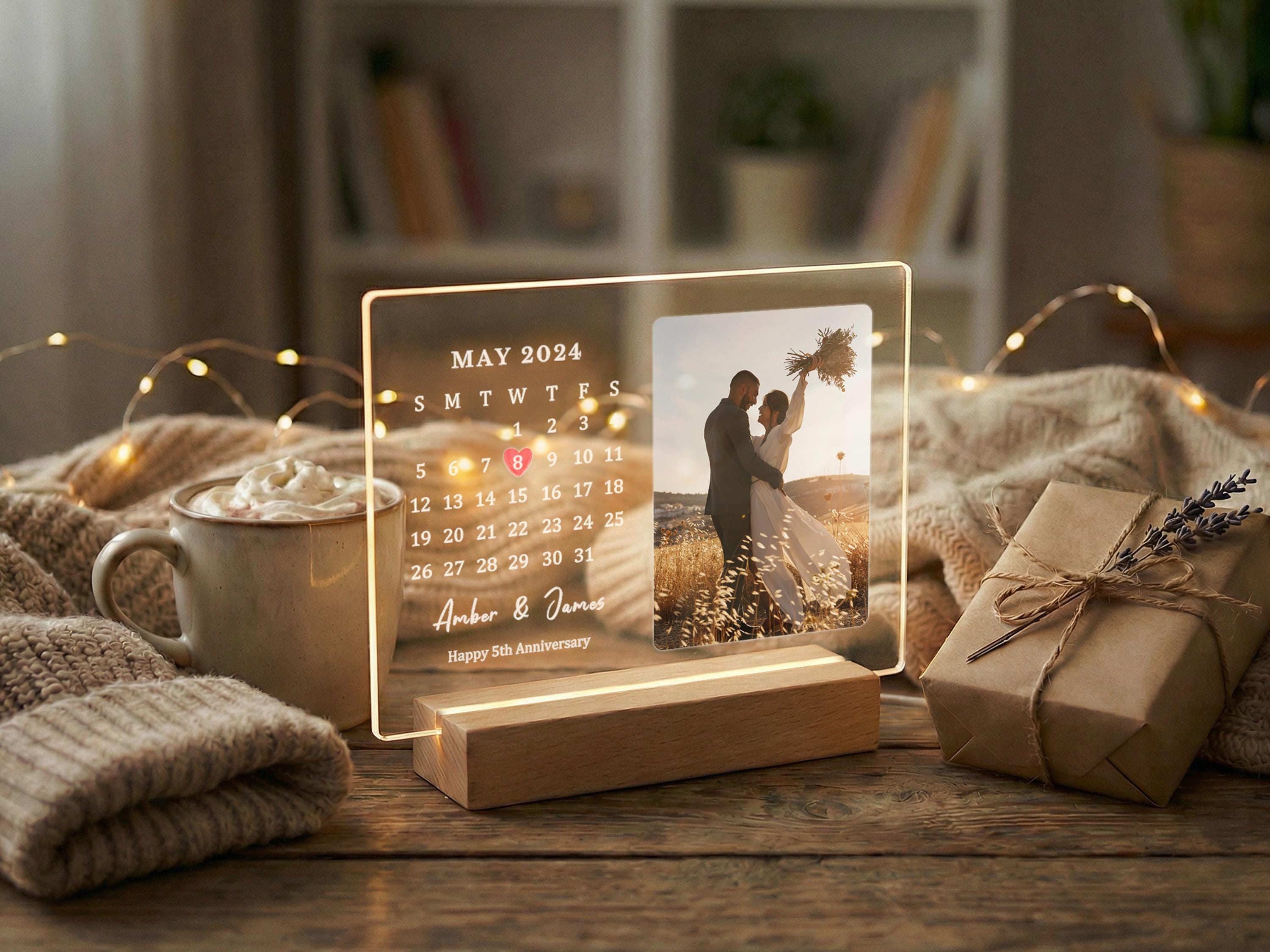 Personalized Wedding Date Gift, Engagement Picture Frame, Custom Photo ...