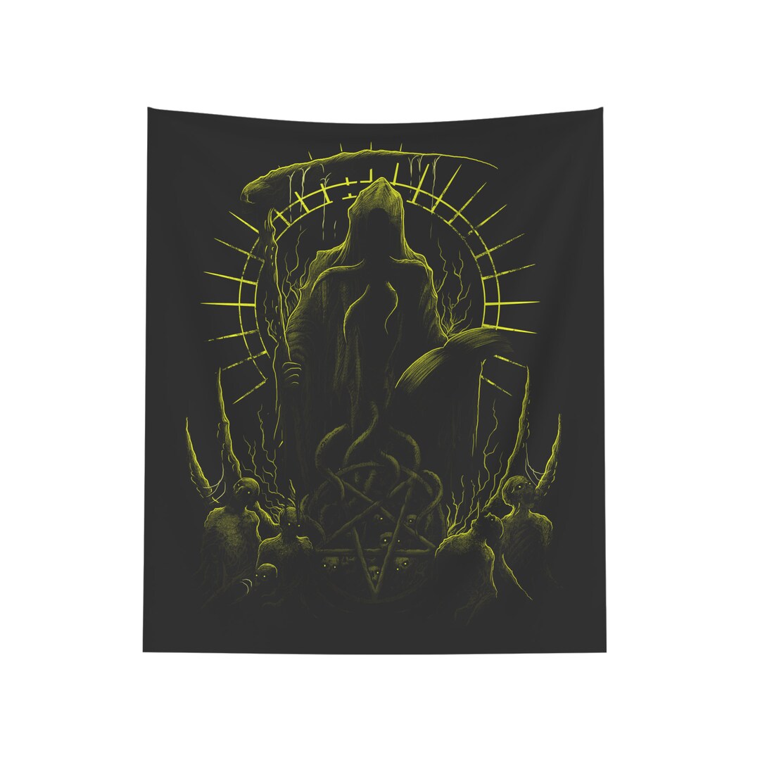 Gothic Satanic Grim Reaper Tapestry Demonic Pentagram - Etsy