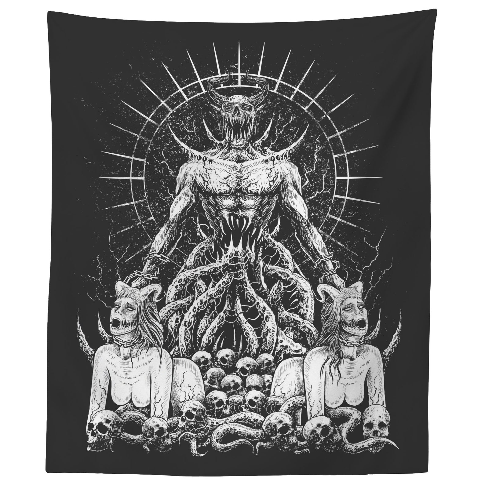 Succubus Demon Girl Wall Tapestry Satan Black Metal Death Etsy