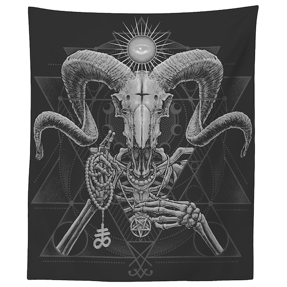 Home Décor Wall Hangings Home & Living Skeleton Baphomet Wall Tapestry ...