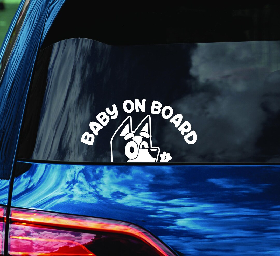 Bluey "baby on Board" - Version B - Glossy White Cut Vinyl Car Decal - Etsy