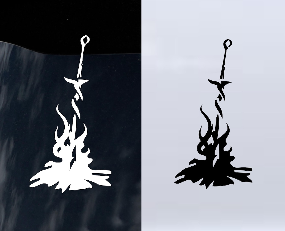 Dark Souls Bonfire - Glossy Cut Vinyl Car Decal - Available in White or ...