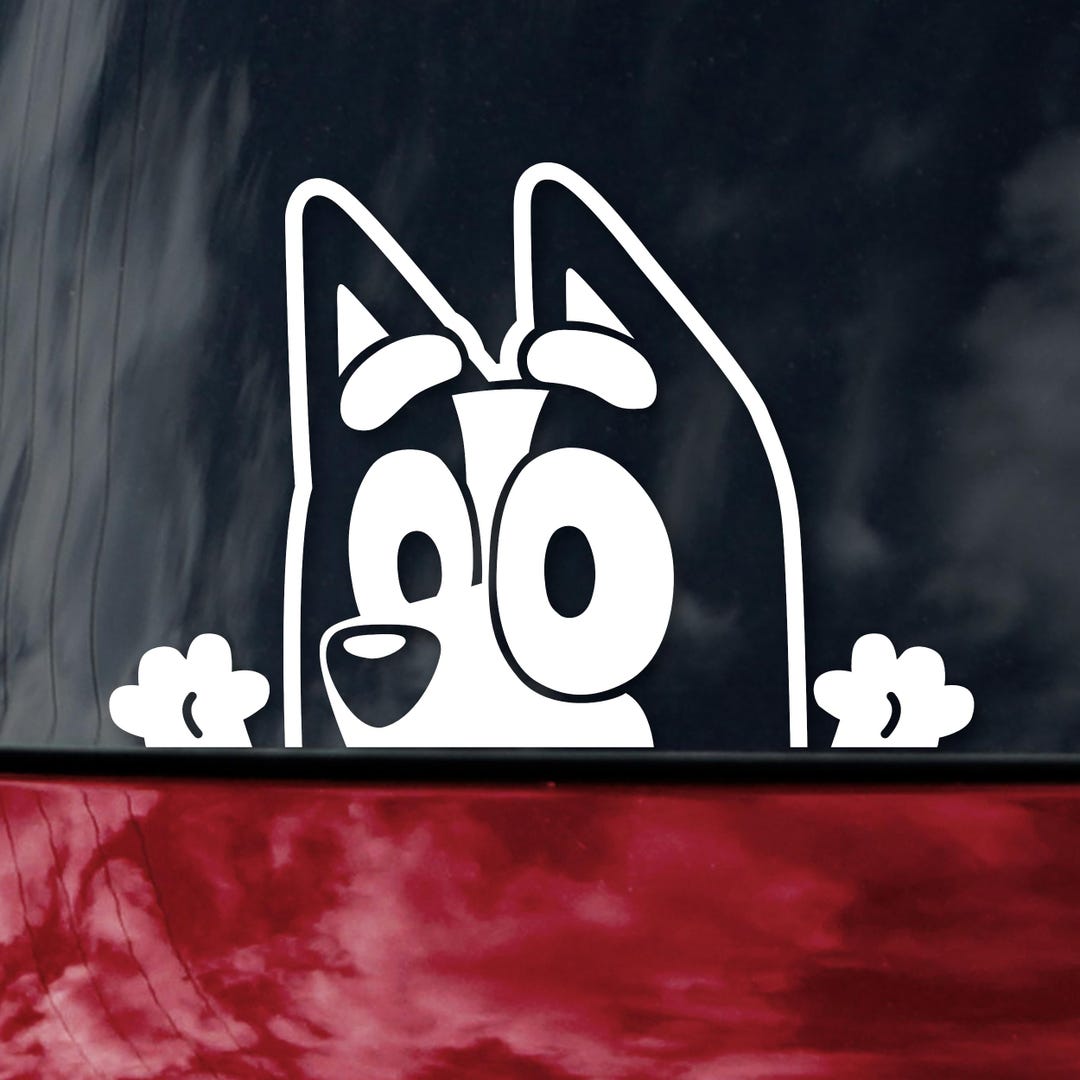 Bingo (from Bluey) Peeker - Glossy White Cut Vinyl Car Decal - Multiple ...