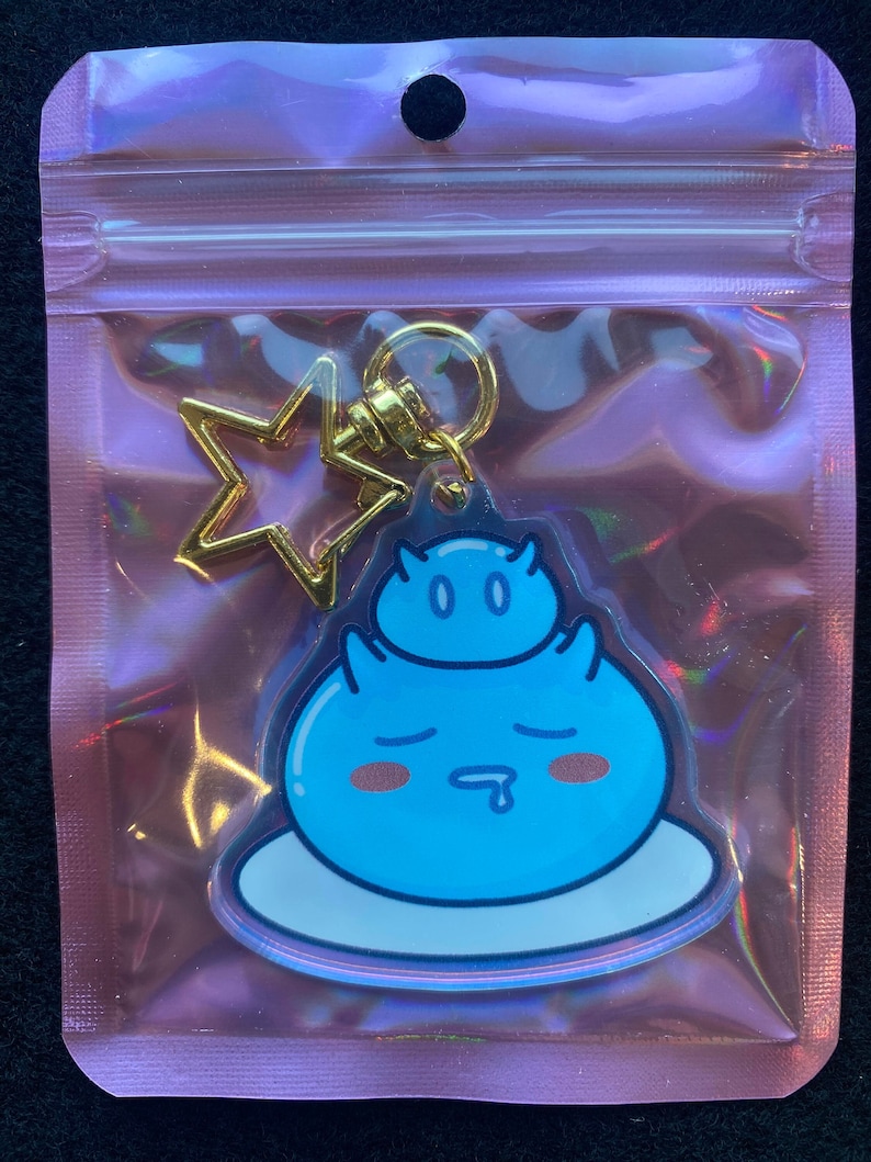 Genshin Impact Fan Art Keychain Hydro Elemental Slime Holographic - Etsy