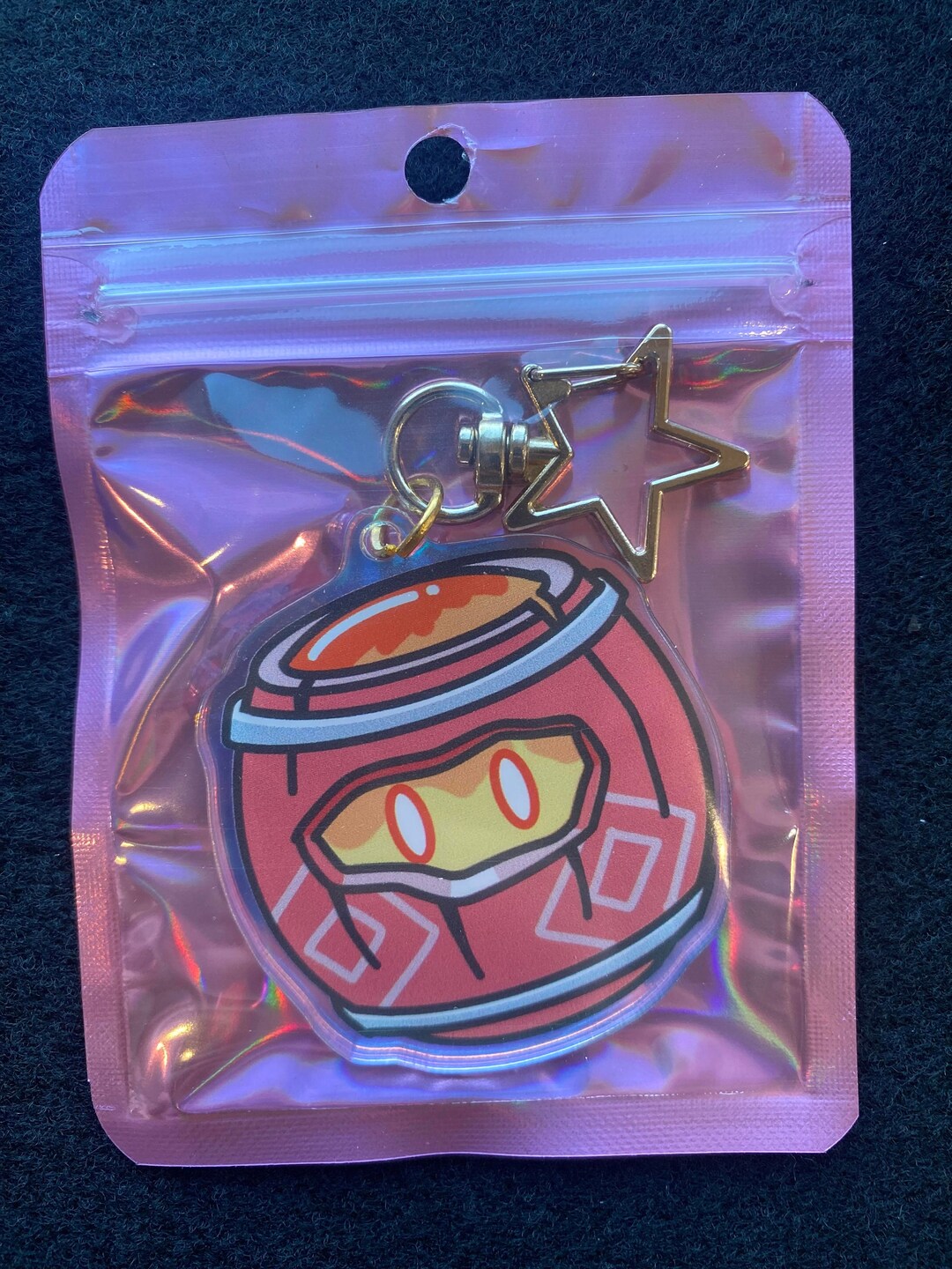 Genshin Impact Fan Art Keychain Pyro Elemental Slime Holographic - Etsy