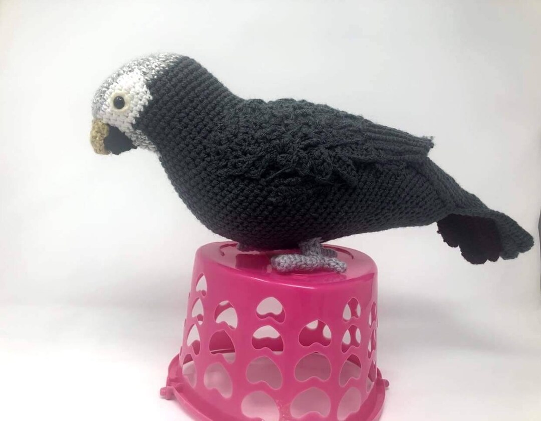 African Grey, Crochet Posable Realistic African Grey,custom Movable ...