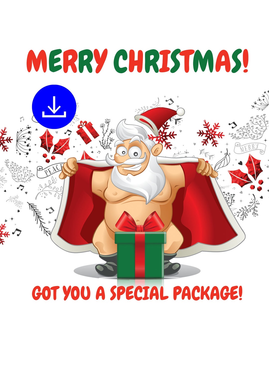Santa Mature Christmas Card DIGITAL DOWNLOAD Blank Inside - Etsy