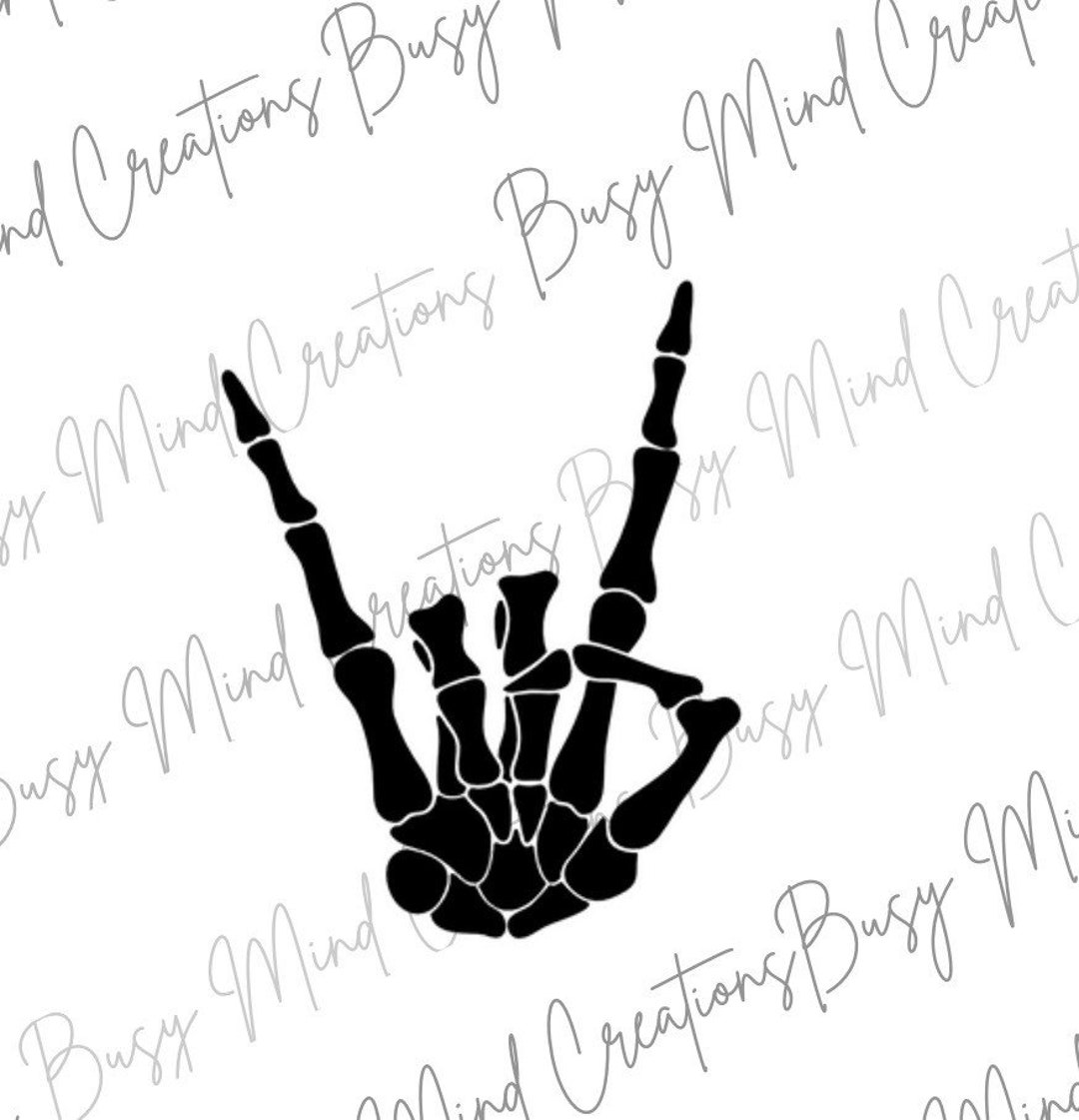 Skull Rock on Car Decal Skull Rock on Hand Symbol Decal Sticker Skull ...