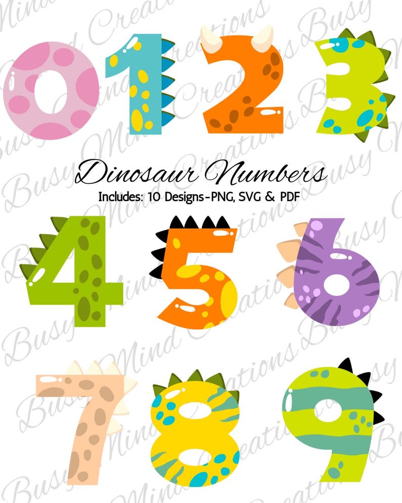Dinosaur Numbers SVG, Dinosaur Birthday, Dinosaur Bundle SVG, 10 Dino ...