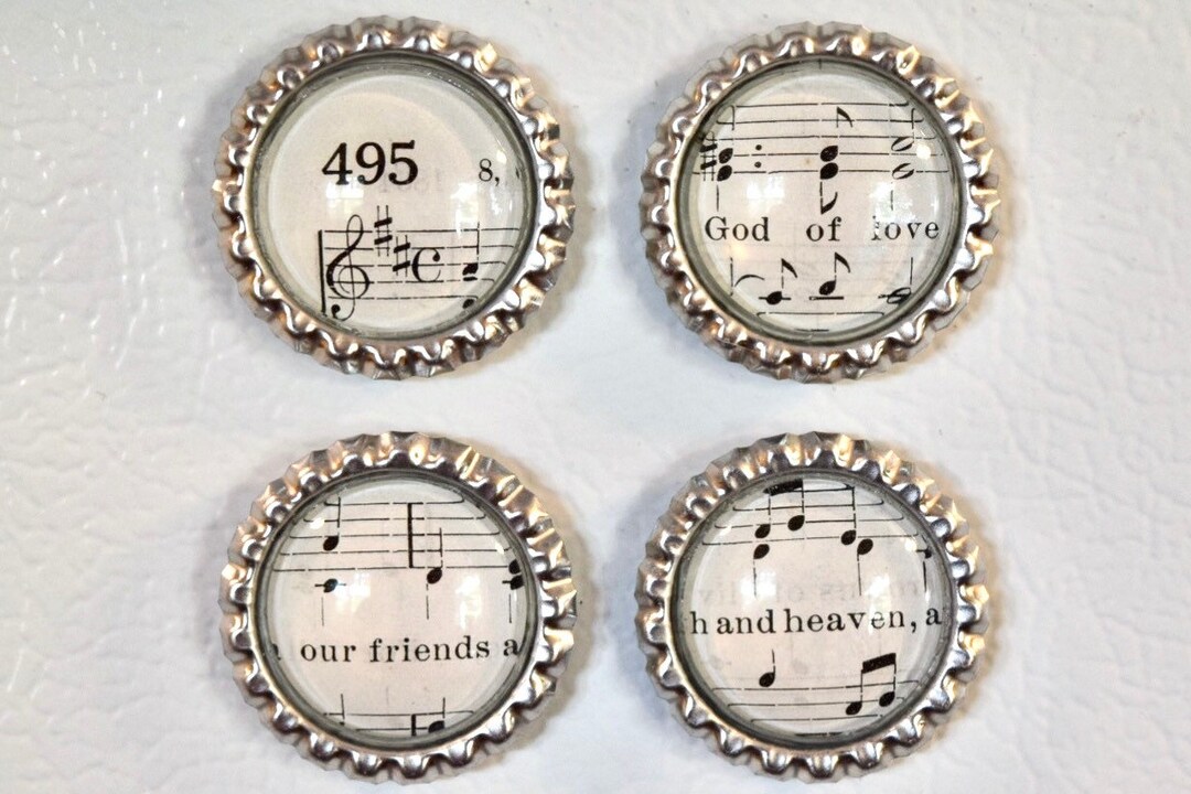 Antique Hymnal Magnets set of 4 - Etsy