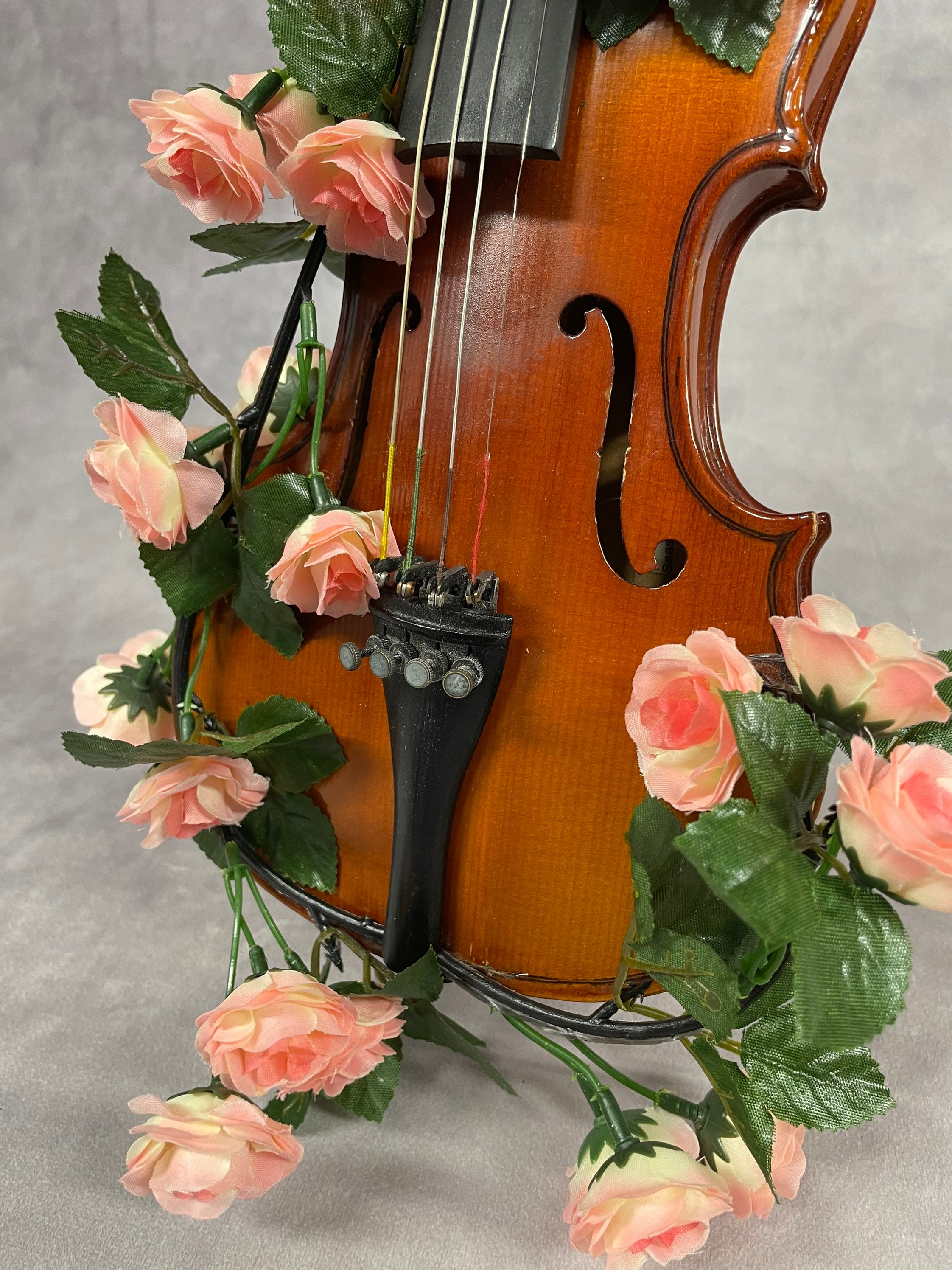 Pink Rose Violin Display/door Hanging - Etsy