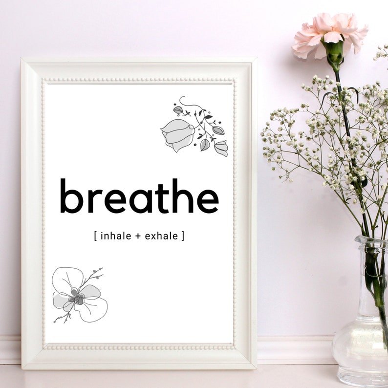 Breathe Sign Inhale Exhale Print Yoga Gifts Yoga Wall - Etsy