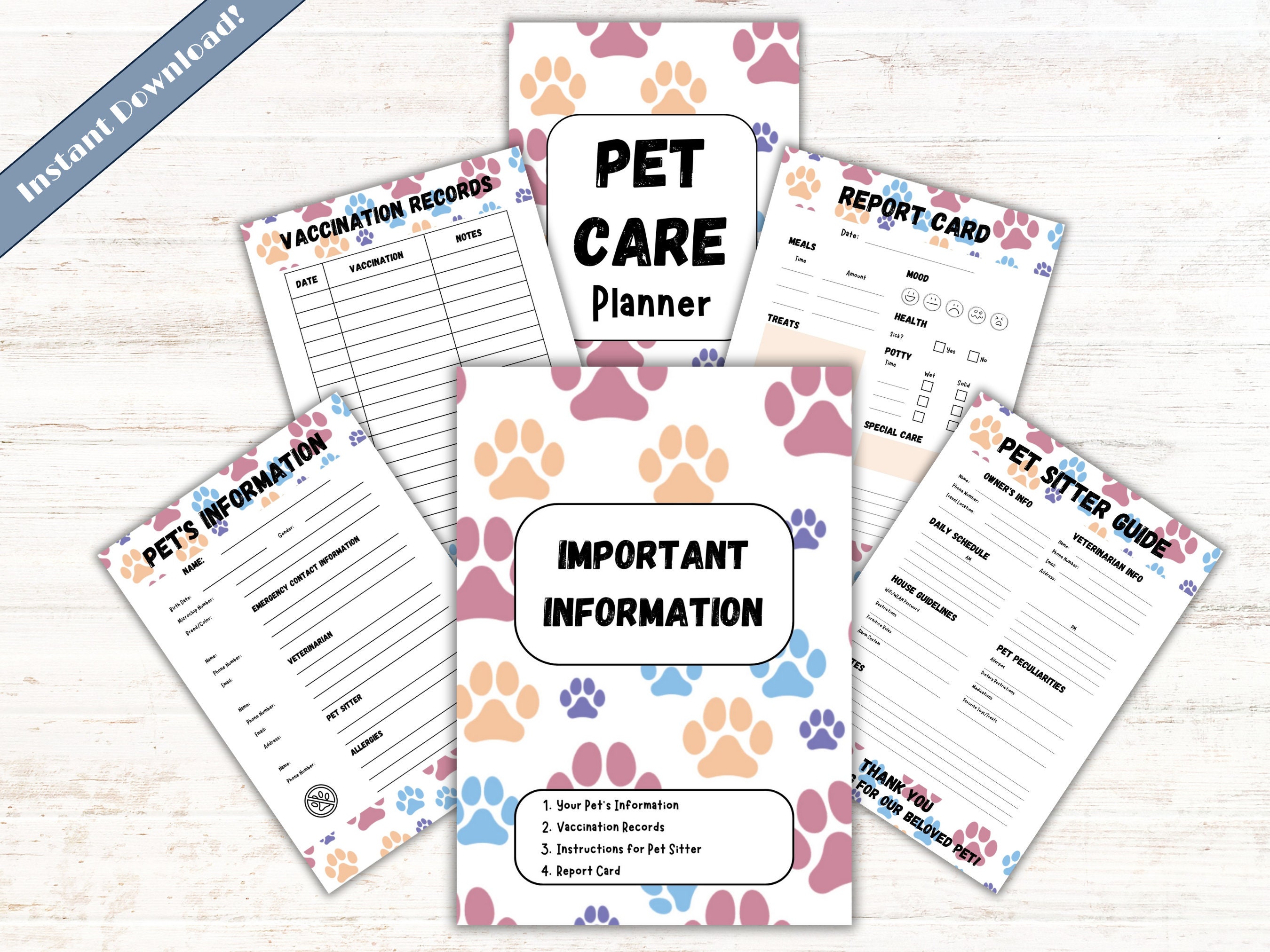 Complete Pet Care Planner Printable Dog and Cat Care Tracker, Pet ...