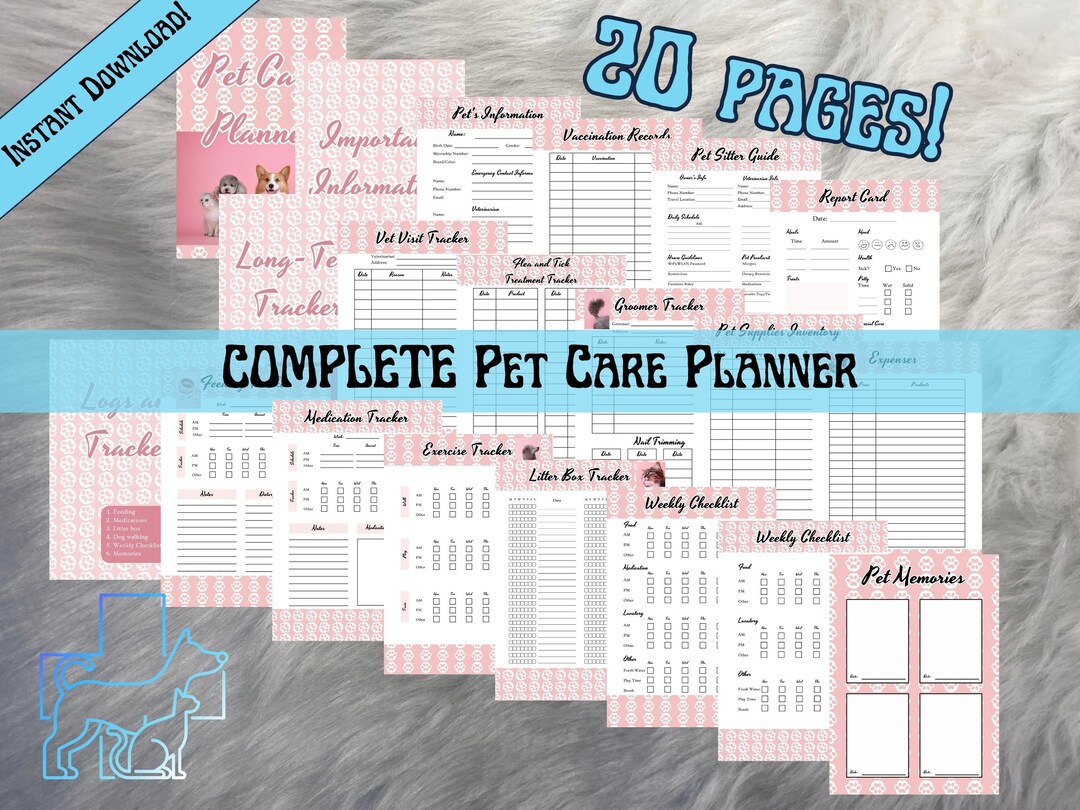 Complete Pet Care Planner Printable Dog and Cat Care Tracker - Etsy ...